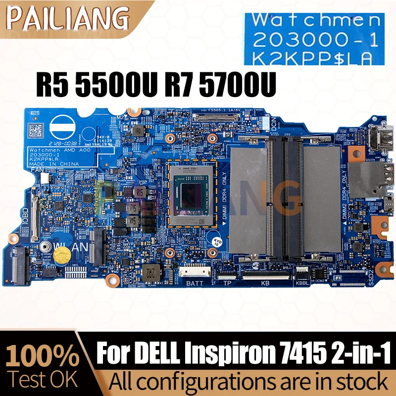 203000-1 For Dell Inspiron 7415 2-in-1 Notebook Mainboard 09X2G7 0MDMXX ...