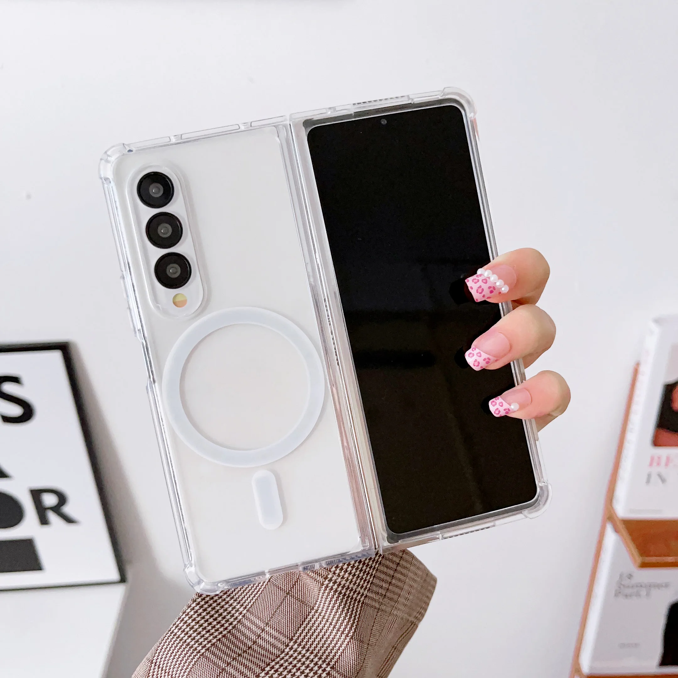 For-Samsung-Galaxy-Z-Fold-5-4-3-Case-Transparent-Magsafe-Wireless ...