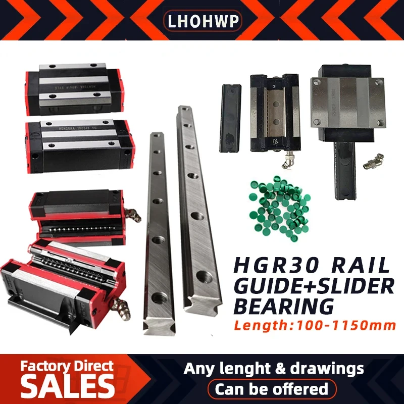 2pcs-HGR30-HGH30-Square-Linear-Guide-Rail-4pc-Slide-Block-Carriages ...