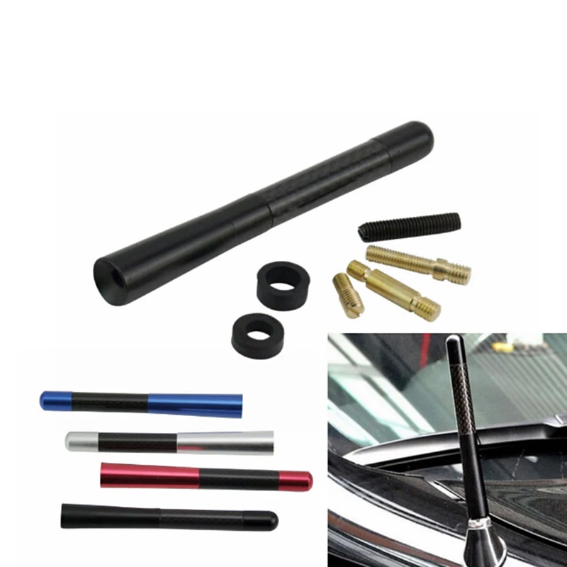 12cm-Car-Carbon-Fiber-Short-Antenna-Universal-Auto-Roof-Red-Blue-Silver ...