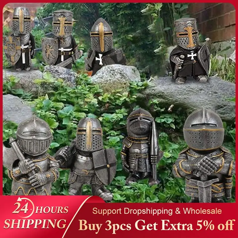Knight Gnomes Garden Statue Ornament Outdoor Yard Decoration Garden ...
