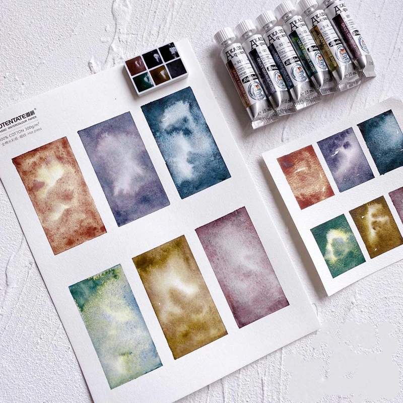 Schmincke College level Layered 6 color Watercolor Paint Texture ...