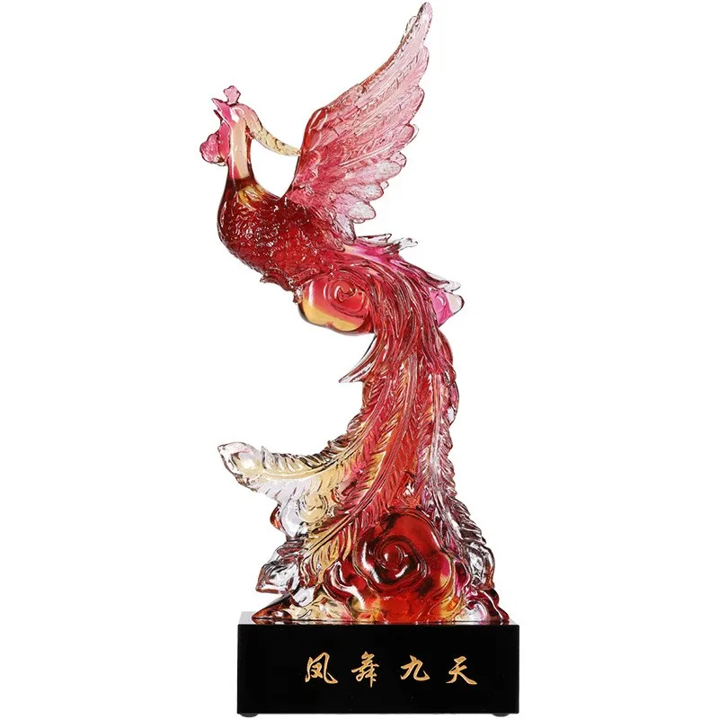 Colored-Glaze-Phoenix-Figurine-Crystal-Colorful-God-Fire-Bird-Dance-Fly ...