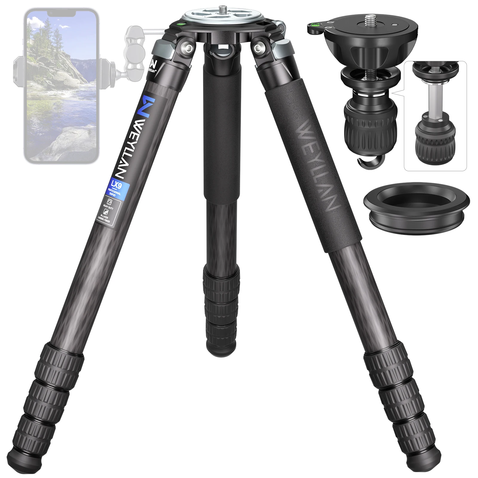 Treppiede professionale Weyllan LX9 in fibra di carbonio per impieghi ...