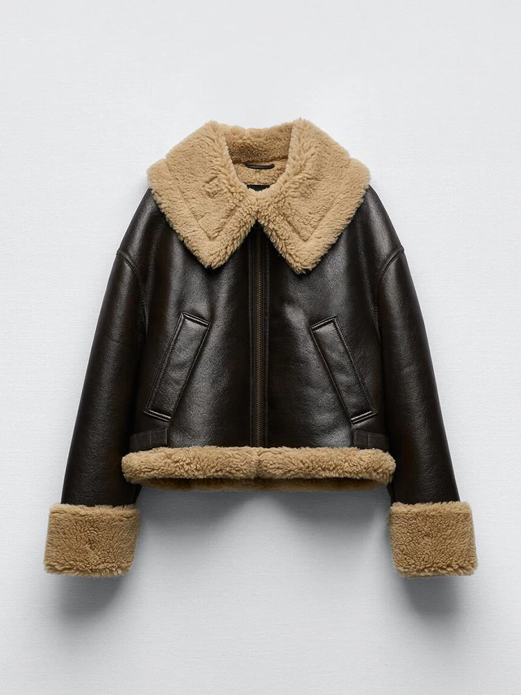 Ailegogo New Women Thick Warm Faux Leather Fur Jacket Autumn Winter ...