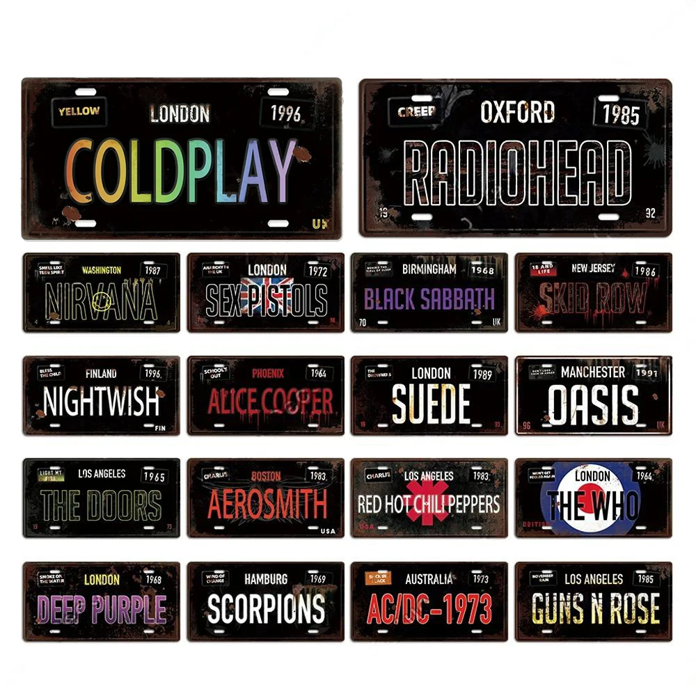 Famous-Band-Vintage-Metal-Signs-Decor-Tin-Sign-Licenses-Plate-Metal ...