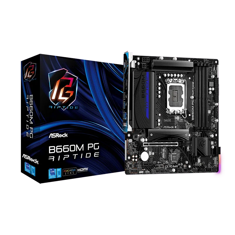 Asrock b660m pg riptide micro atx intel b660 ddr4 pcie 4.0x16, usb 3.2 ...