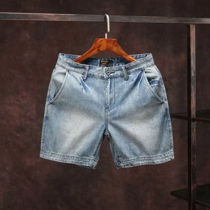 Men's Short Jeans Pants Skinny Retro Blue Male Denim Shorts New in ...