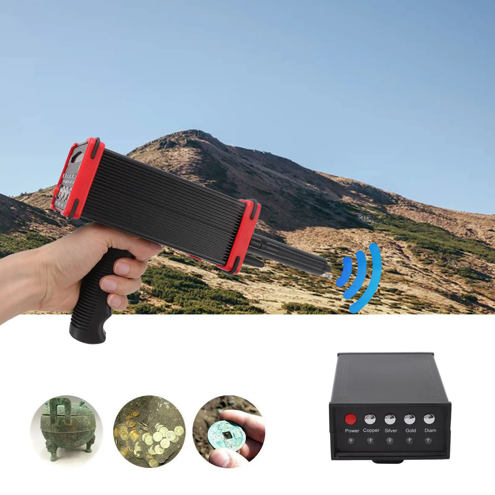 Underground Fémdetektor 1000 Méter Tartomány 15 Mélységű Vörös Fém ...