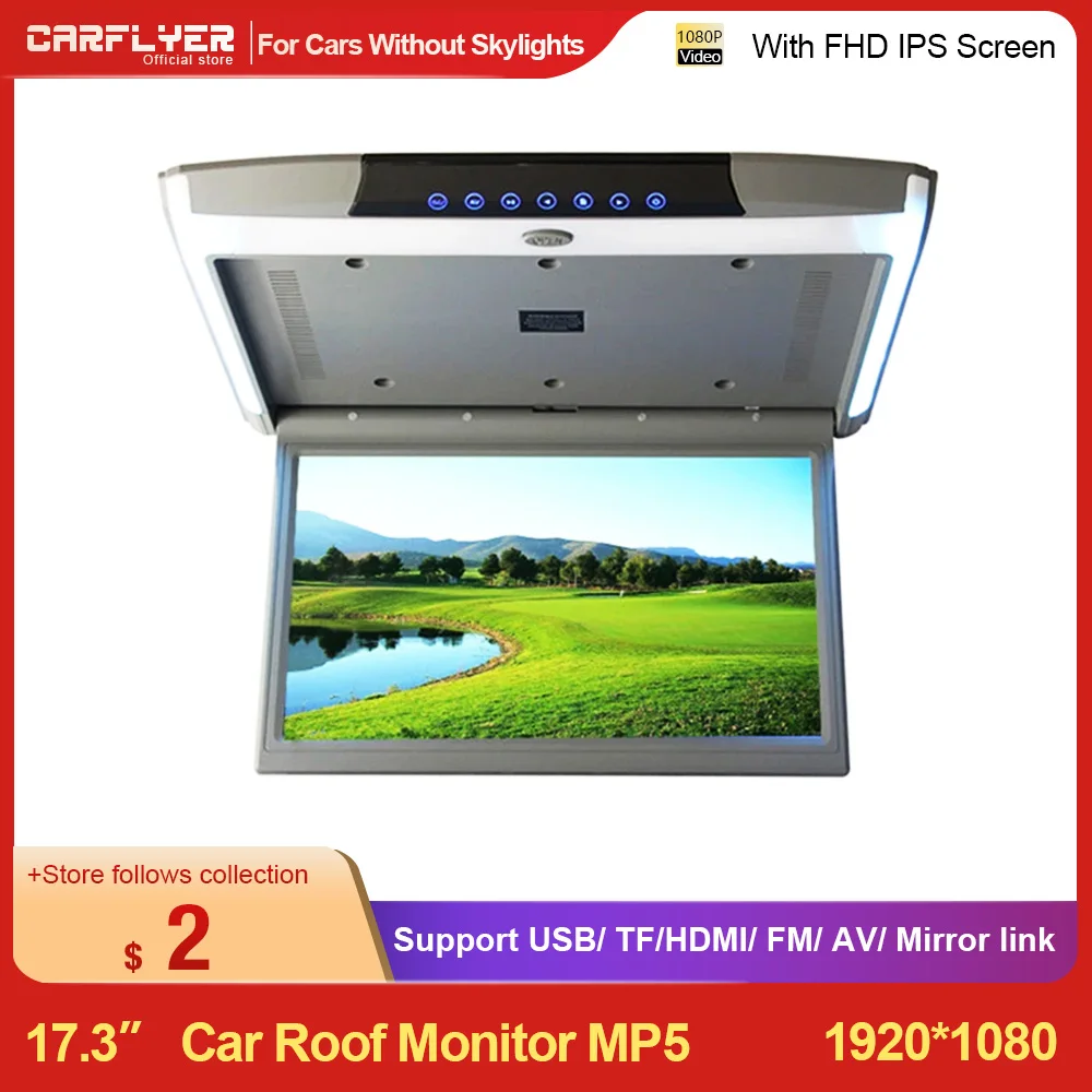 17-3-Car-Roof-Monitor-LCD-Flip-Down-Screen-Overhead-Multimedia-Video ...