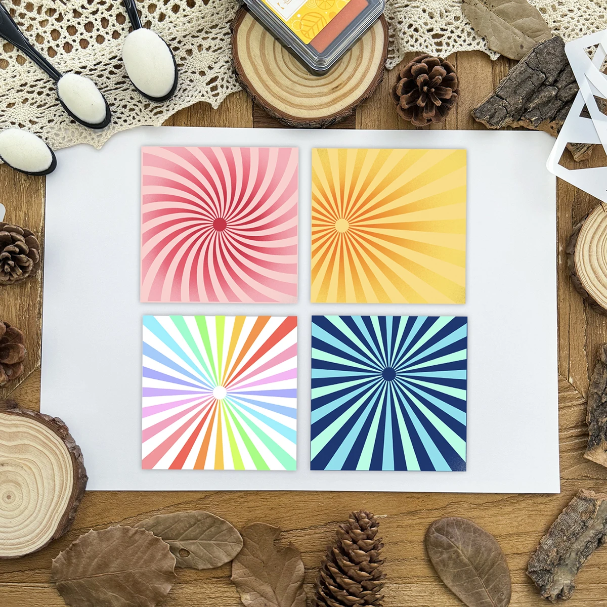 4pcs/6x6in Basic Sunlights Rays Backgrounds DIY Layering Stencils ...