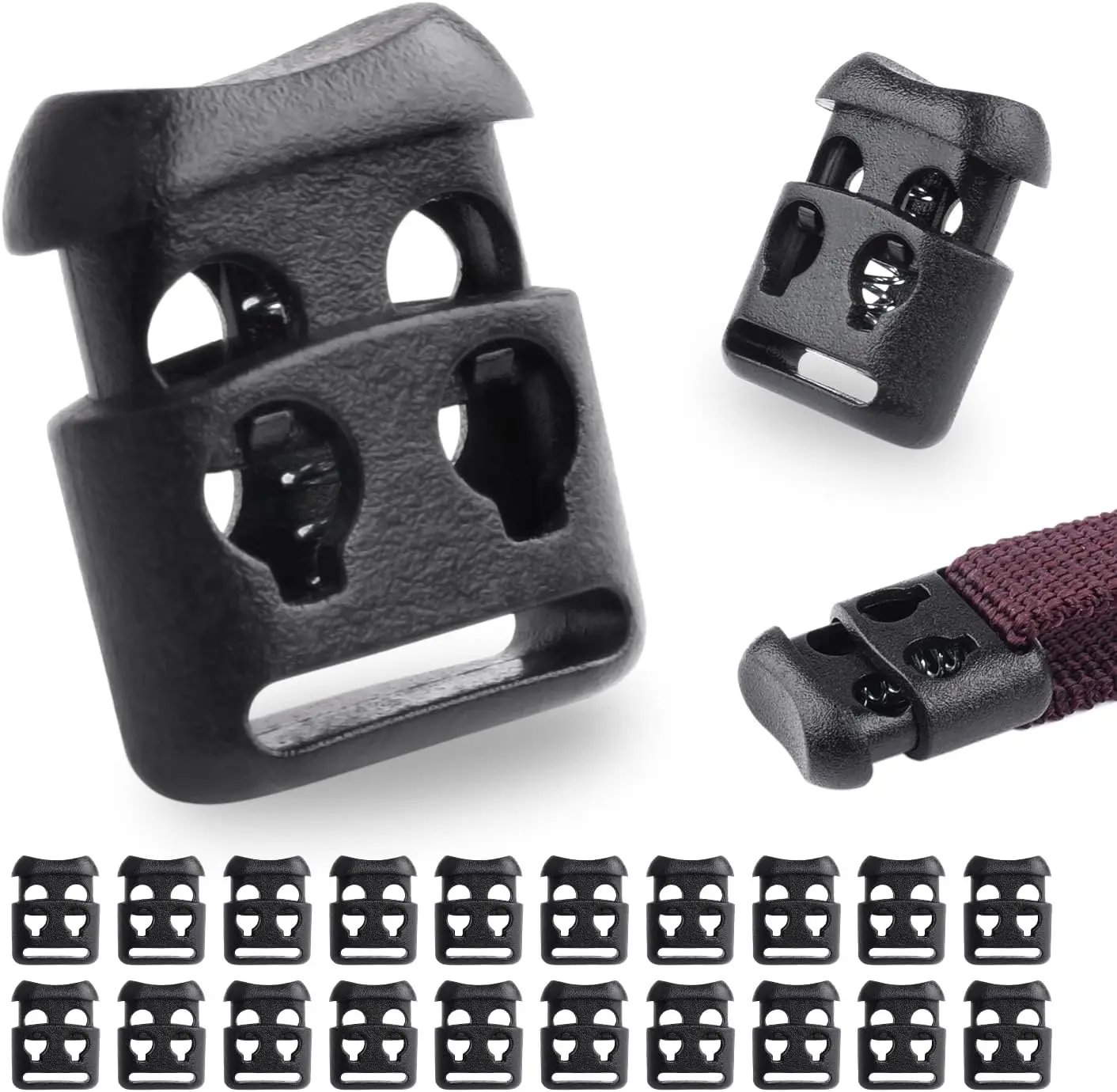 Plastic-Rope-Clamp-Cord-Lock-Stopper-Cordlocks-Toggle-2-Hole-4mm-Black ...