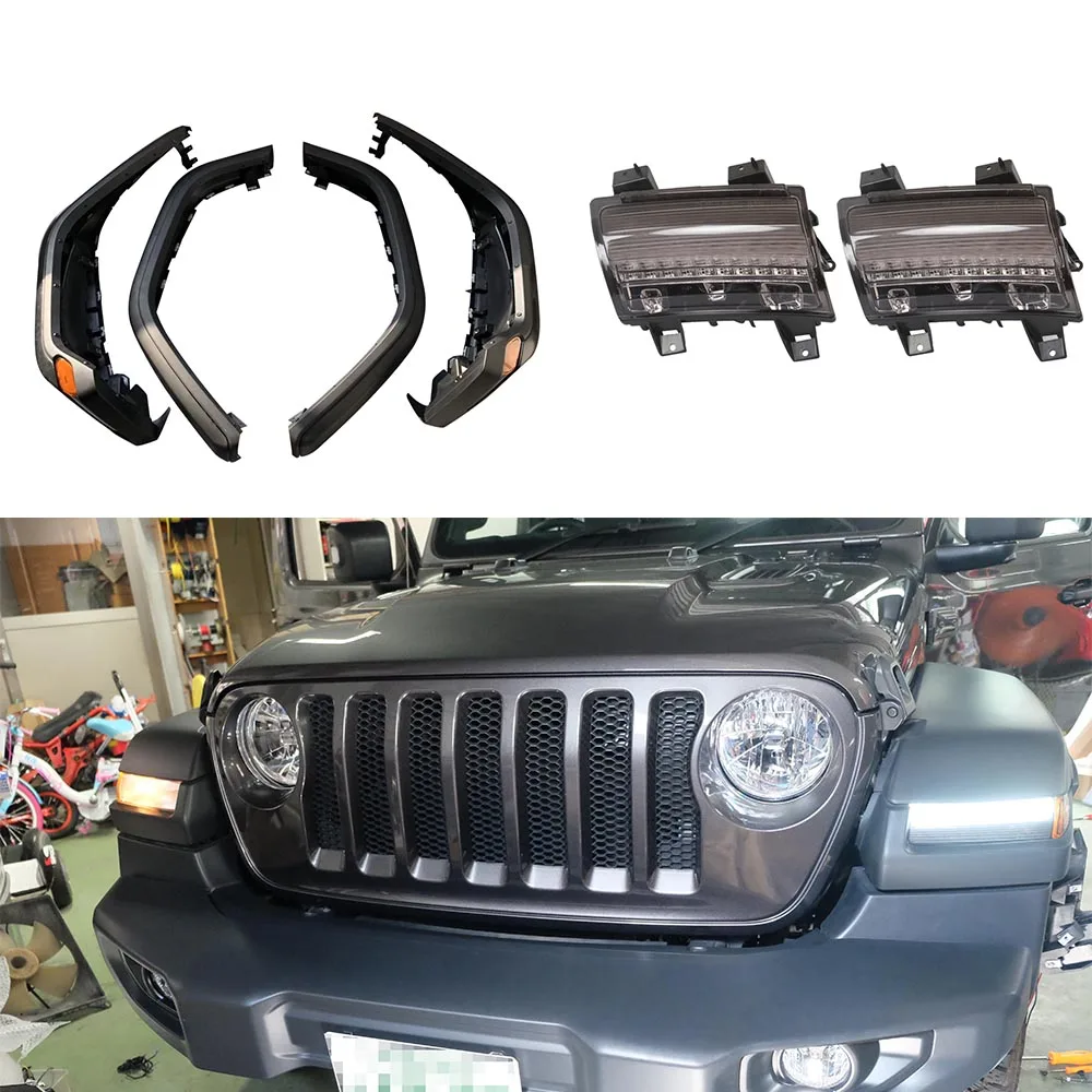 High-Wheel-Eyebrow-ABS-Fender-Flare-With-Lamp-For-Jeep-For-Wrangler-JL ...