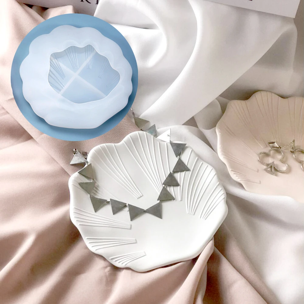 Home Decor Gypsum Shell Tray Jewelry Storage Plate Silicone Molds for ...