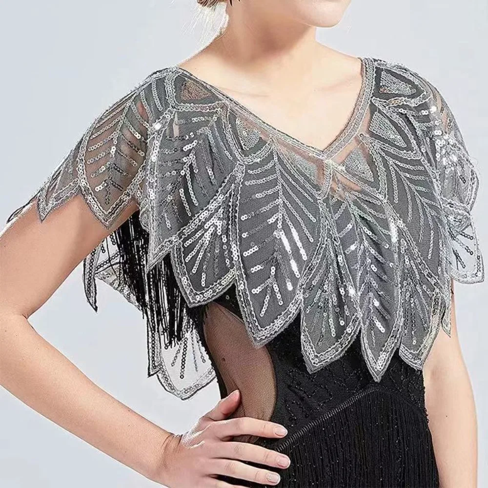 Fashion V-Neck Beading Elegant Shawl Wrap Ladies Black Lace Women Short ...