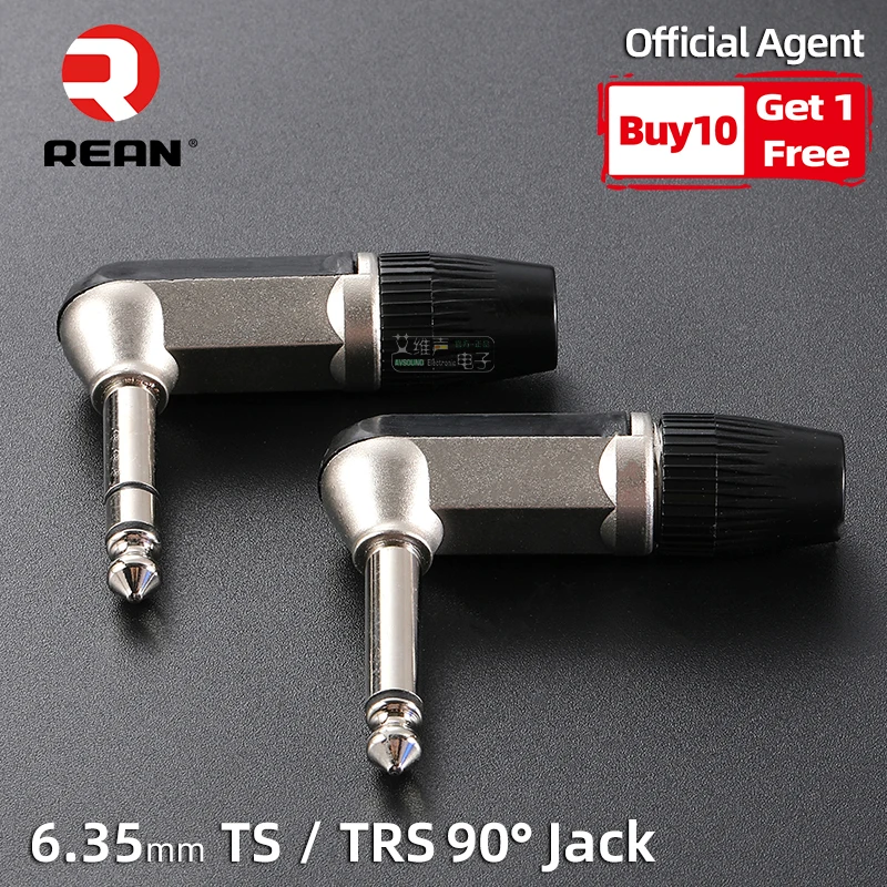 Neutrik REAN jack 6.35mm TS TRS 90 ° L-shaped Right Angle Plug Stereo ...