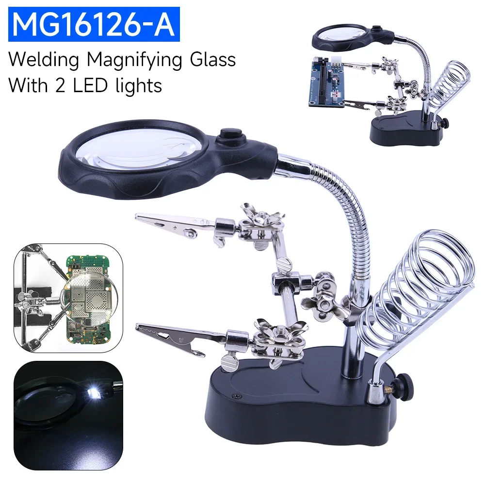 Welding-Magnifying-Glass-for-Soldering-Iron-Station-Stand-Clip-Clamp ...