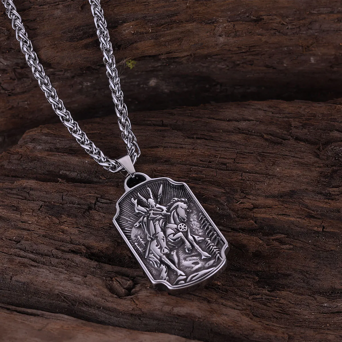 Vintage-Religion-Knight-Saint-George-Necklace-Men-Stainless-Steel-Rock ...