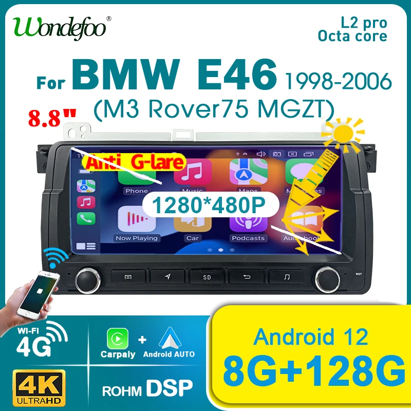 Wireless-Carplay-android-12-Car-radio-GPS-multimedia-player-For-BMW-E46 ...