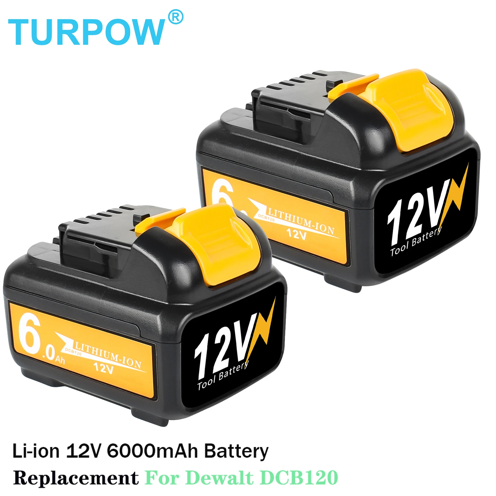 12V 6000mAh Li-ion Battery Rechargeable For Dewalt DCB124 DCB120 DCB127 ...