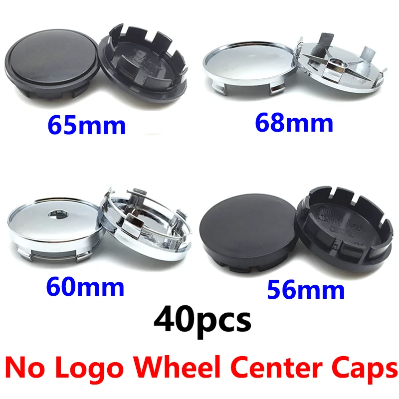 40pcs-Black-Silver-56mm-60mm-65mm-68mm-No-Logo-Blank-Base-Wheel-Center ...