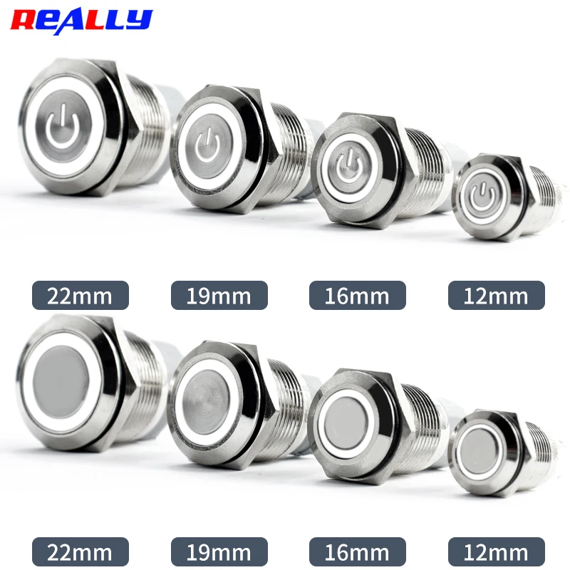 12mm 16mm 19mm 22mm Flat Head Led Metal Button Waterproof Button ...