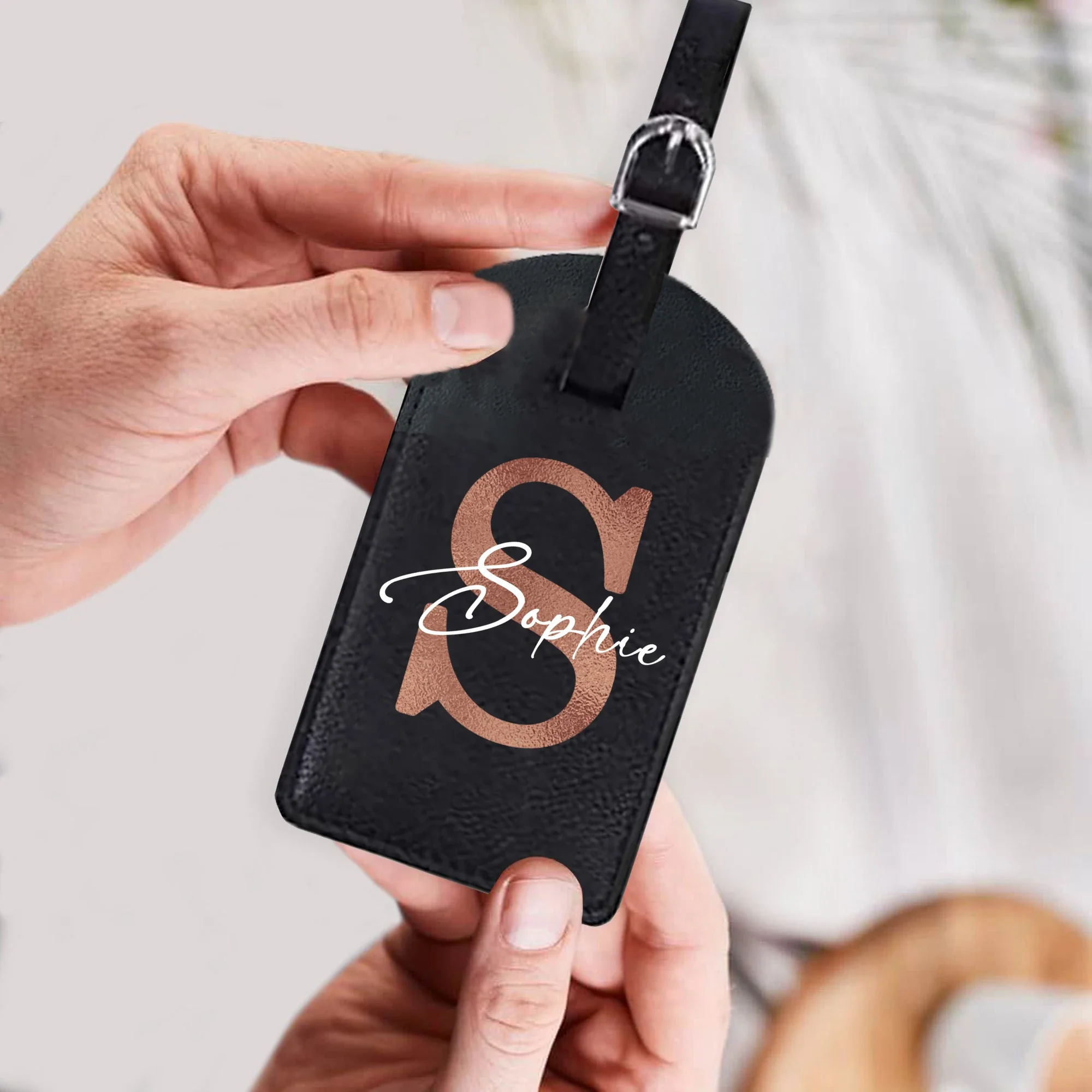 Personalised-Initial-with-Name-Monogram-Luggage-Tag-PU-Leather-for ...
