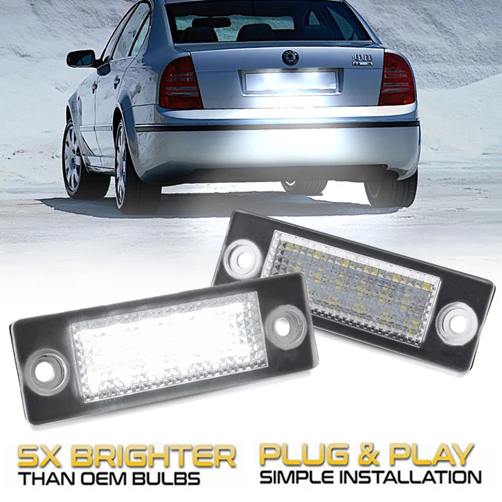 2Pcs-LED-Number-License-Plate-Light-Canbus-For-VW-Golf-MK5-Jetta-Touran ...