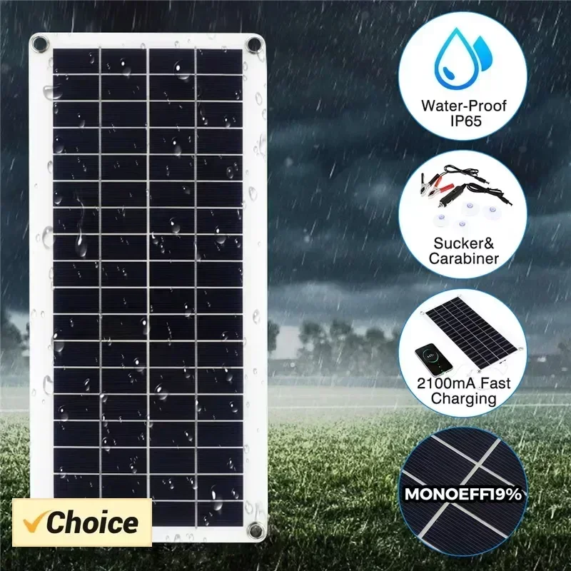 12V-Battery-Flexible-Solar-Panel-Charger-Dual-USB-with-10A-50A ...