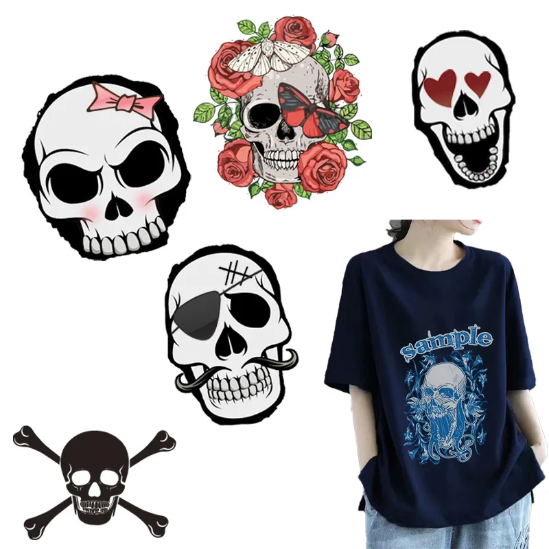 Black-Cool-Girl-and-Skull-Warrior-DTF-Thermo-Sticker-Decals-Heat ...