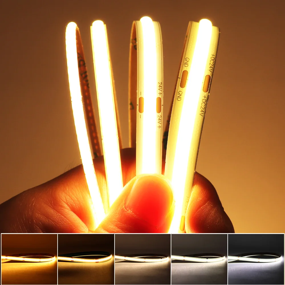 5m-10m-COB-LED-Strip-Light-Tape-12V-24V-FOB-Flexible-Dimmable-Lienar ...