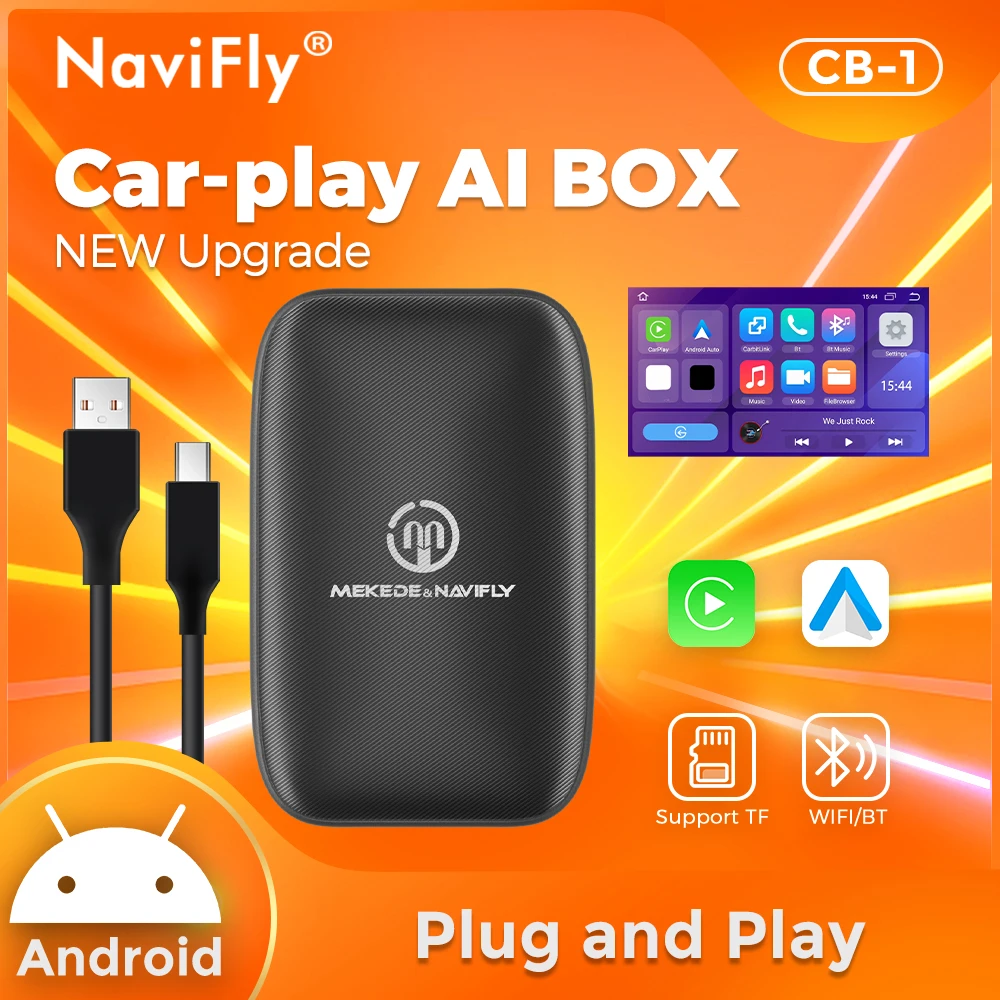 NEW Mini Android Ai Box Wired to Wireless CarPlay Adapter Android auto ...