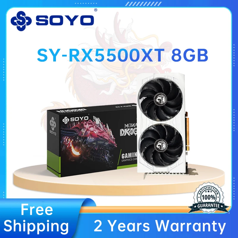 SOYO-tarjeta-gr-fica-AMD-Radeon-RX5500XT8g-blanca-pcie-4-0-GDDR6-7-NM-8 ...
