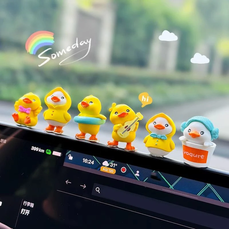 1Set Cartoon Resin Little Yellow Duck Model Car Center Console Decor ...