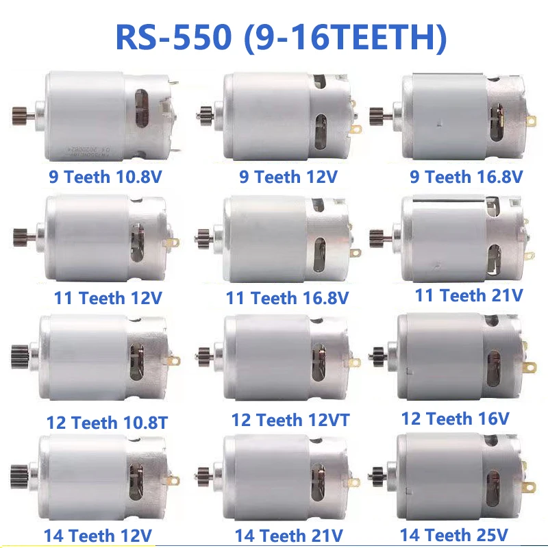 Silnik DC RS550 19500 obr/min 12V 16.8V 21V 25V z dwubiegową skrzynią ...