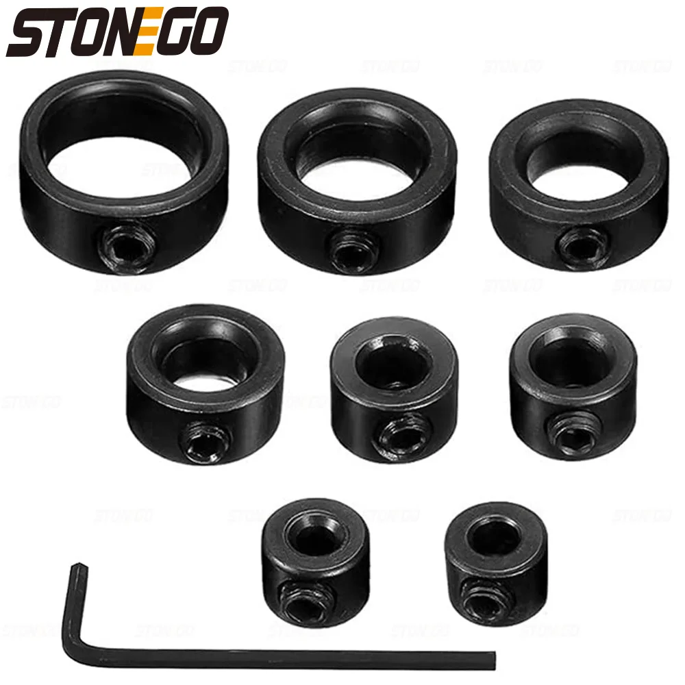 STONEGO Woodworking Drill Locator Set 8pcs Drill Bit Depth Stop Collars ...