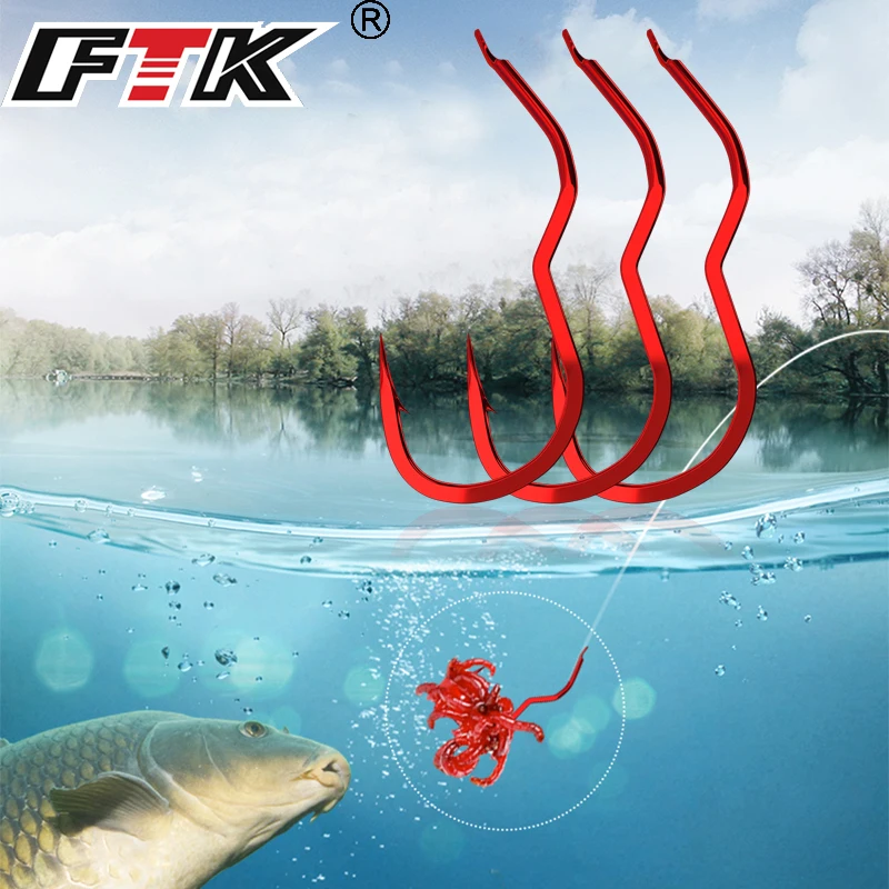 FTK-New-Design-Red-Fishing-Hook-With-Line-Automatic-Flip-Linehook ...