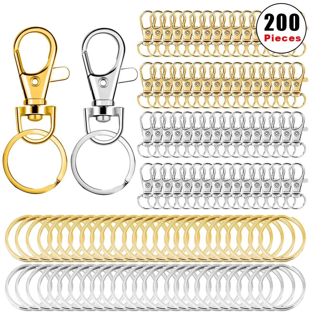 100-200pcs-Silver-Gold-Lobster-Claw-Clasp-Swivel-Buckles-Keychain-Push ...
