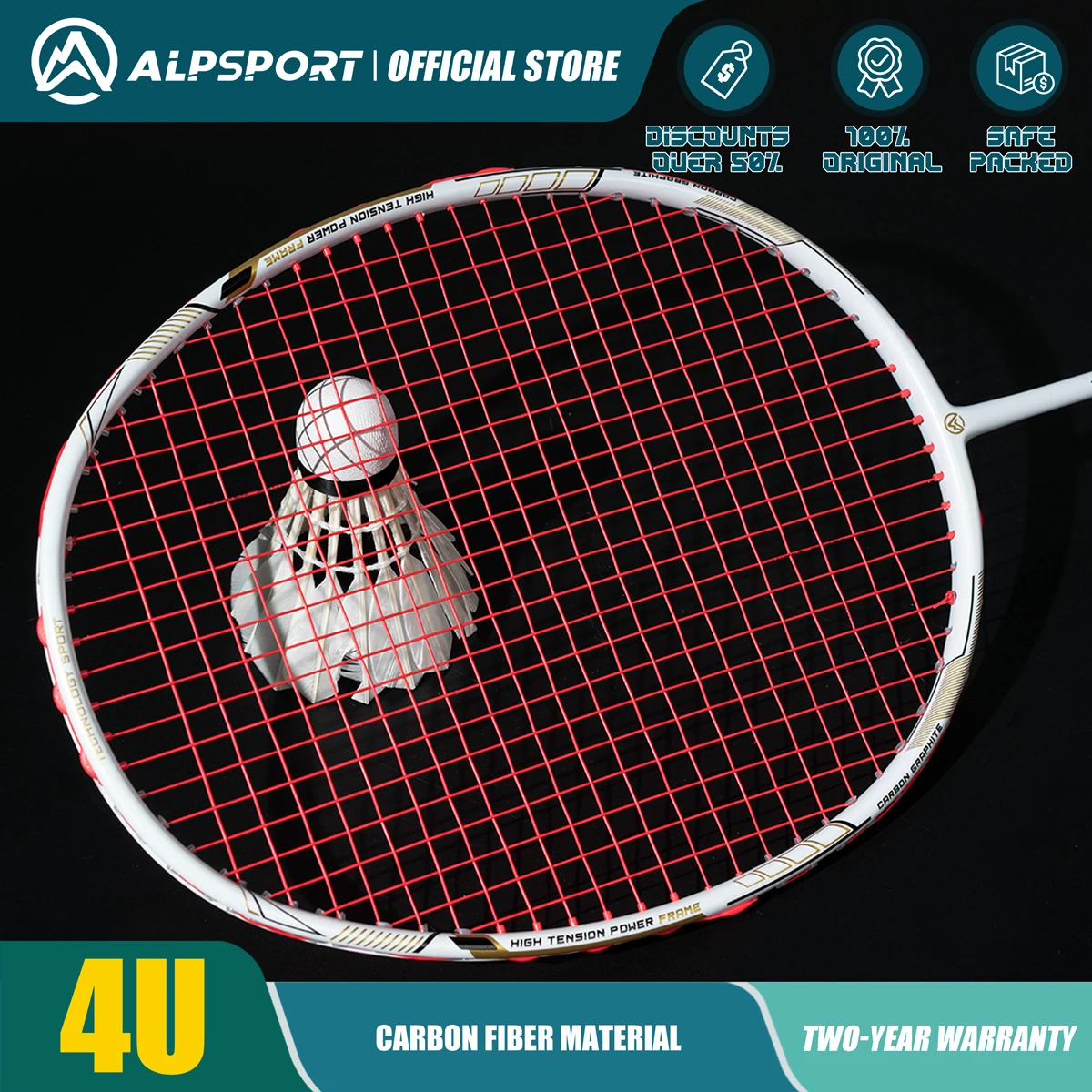 ALP-ARMOR-4U-Badminton-Racket-Full-carbon-fiber-Max-32-lbs-High-quality ...
