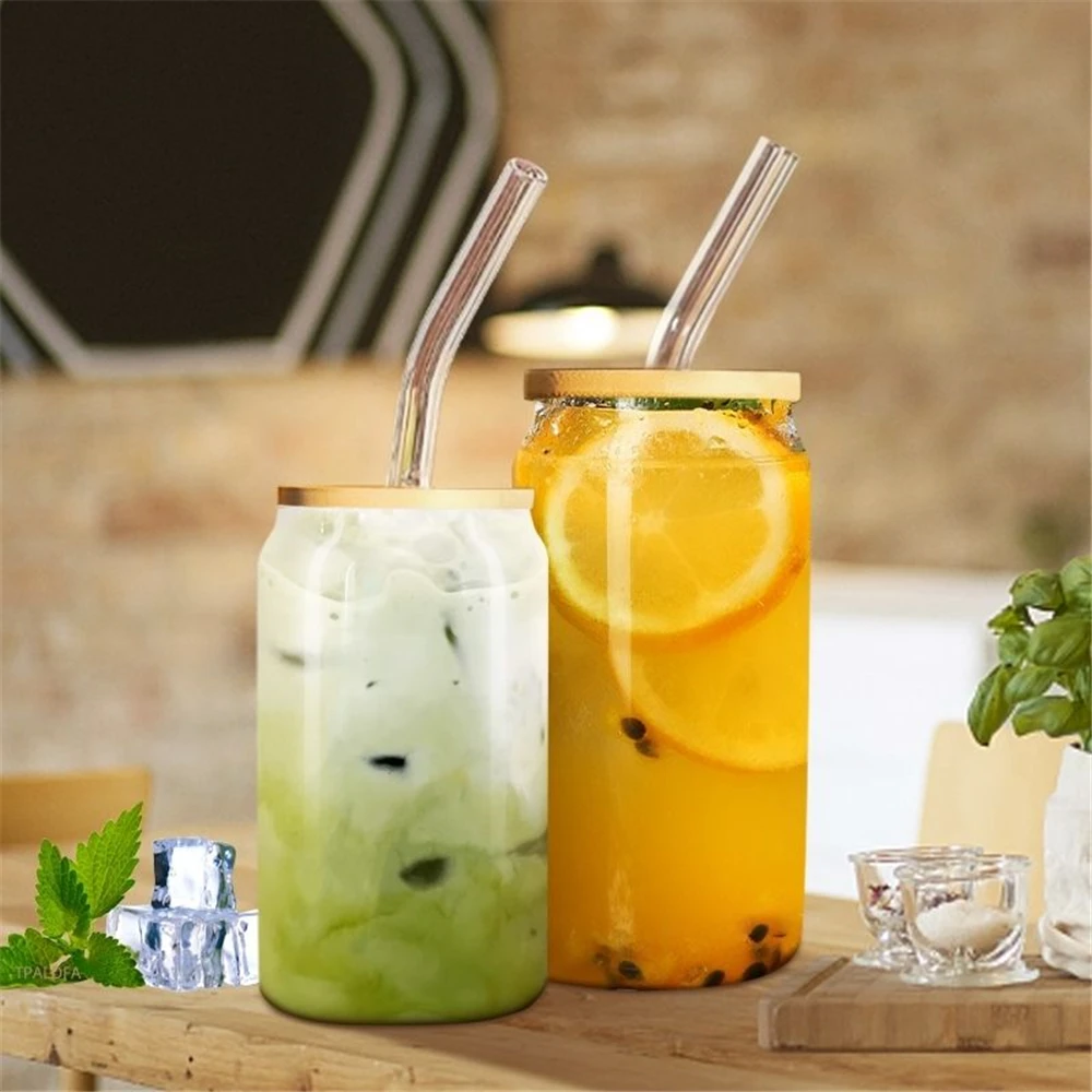 400-560ml-Glass-Cup-with-Lid-Straw-Transparent-Bubble-Tea-Cup-Juice ...