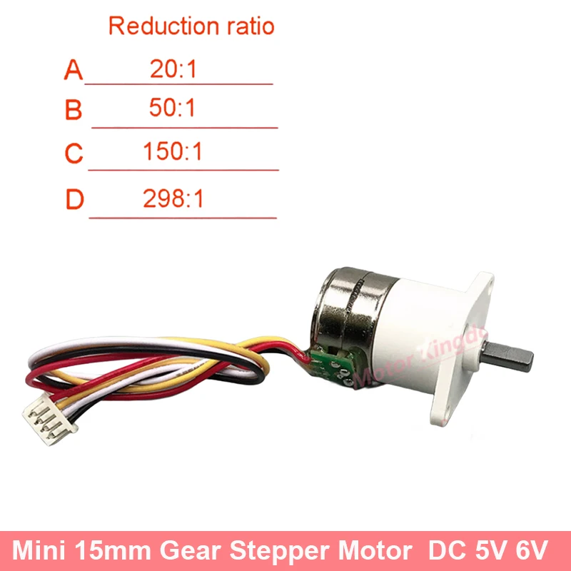 15BY-Mini-15mm-Gear-Stepping-Motor-DC-5V-6V-2-phase-4-wire-Full-Metal ...