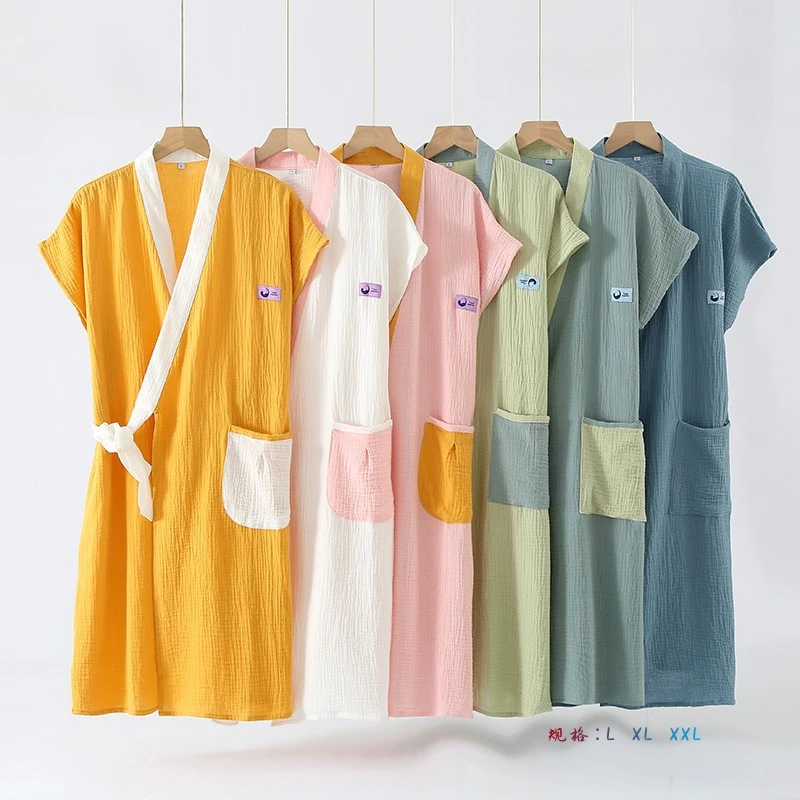 Multi-Colors-Couples-Bath-Robe-Wearable-Sleeveless-Women-Night-Gown ...