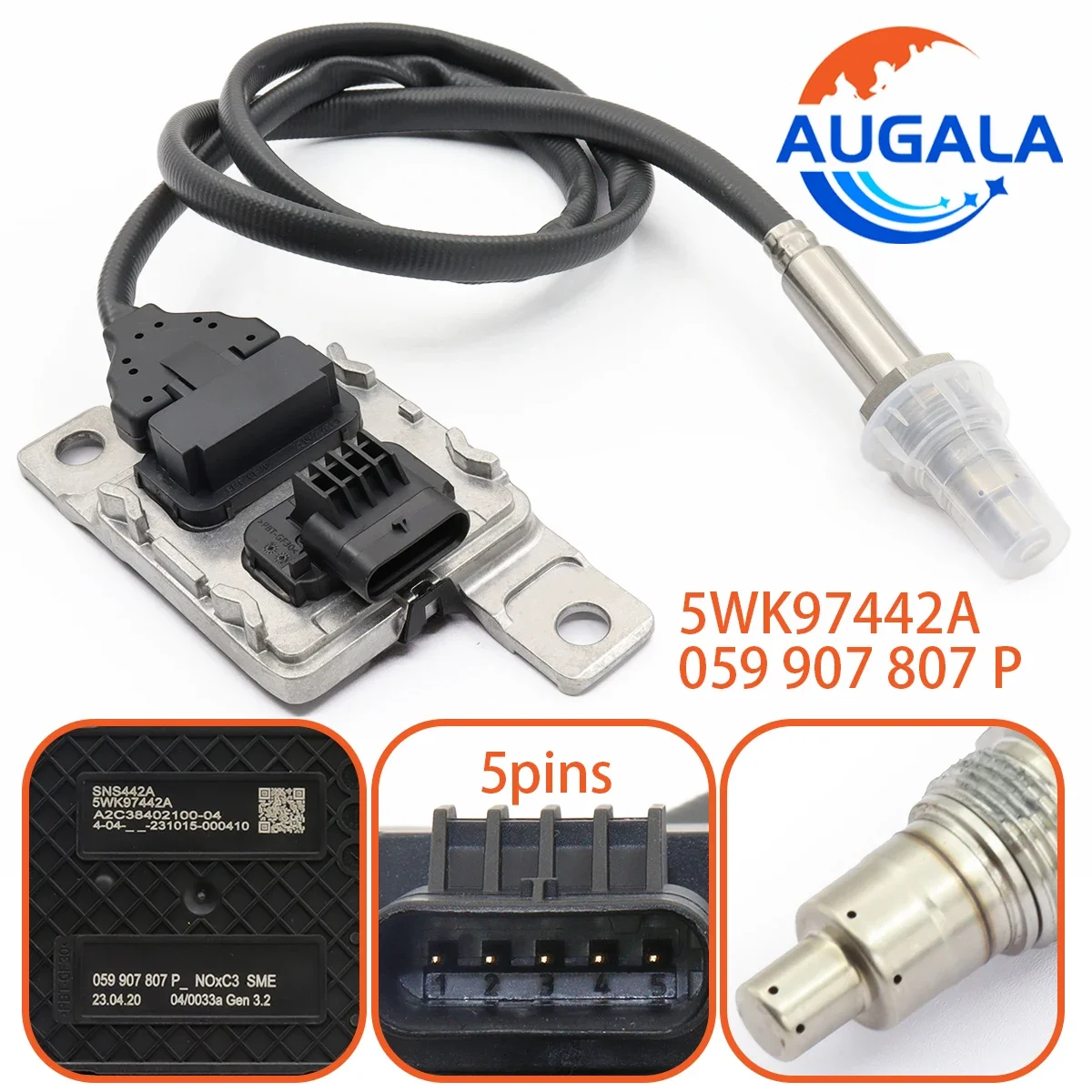 AUGALA-Nitrogen-Oxide-NOx-Sensor-059907807P-For-VW-TOUAREG-7P5-7P6-3-0 ...
