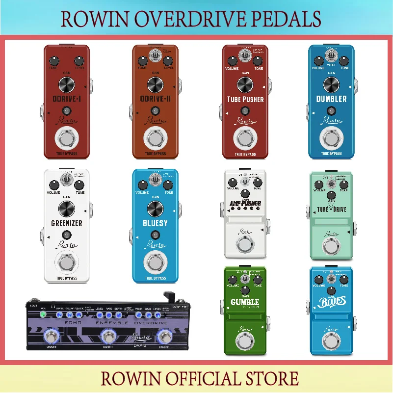Rowinギターオーバードライブエフェクトペダルbluceチューブドライブアンププッシャーdumblerクラシック音トゥーレバイパスフルメタルケース