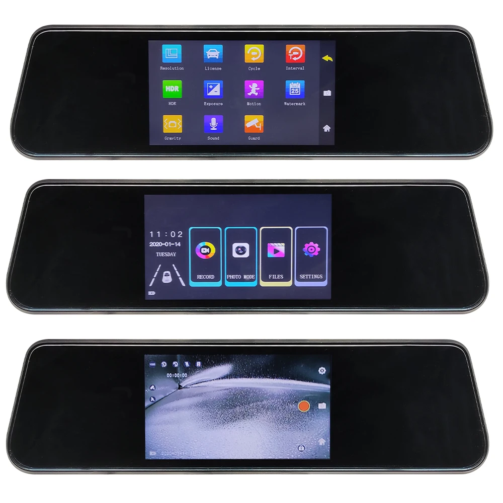 5 Inch Touch Screen 1080p Fhd Dash Cam Dual Lens Car Rearview Mirror ...