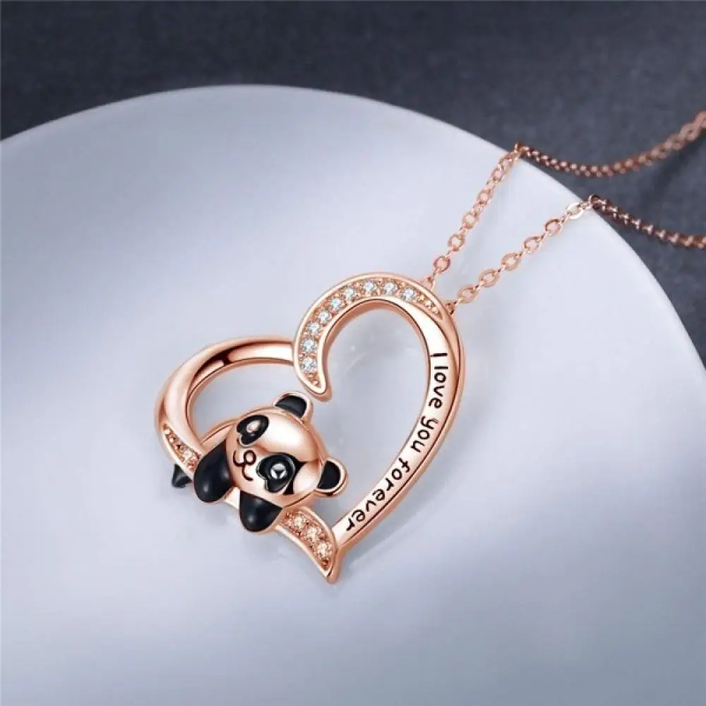 Collier Avec Pendentif Panda En Forme De Cœur Pour Femme, Bijou ...