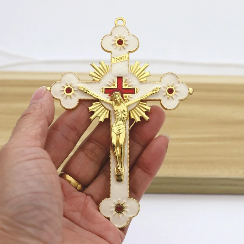 NICEFurniture-Metal-Enamel-Crystal-Flower-Crucifix-Cross-Spiritual ...