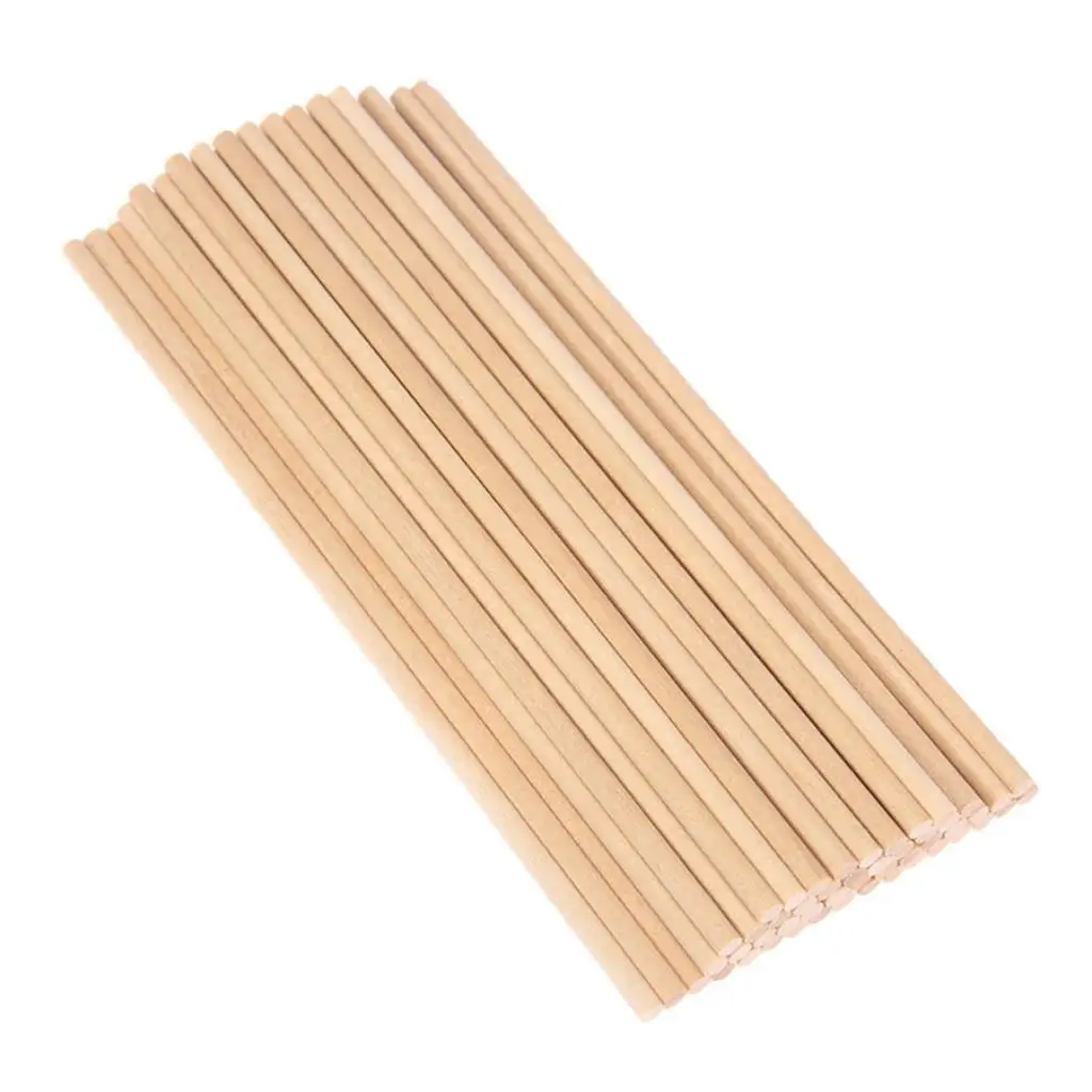 50 Pieces 10cm/ 15cm/ 20cm Unfinished Dowel Rods Round Wooden Sticks ...