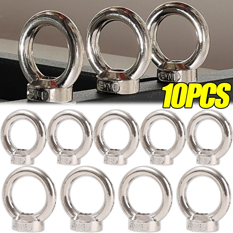 5/10pcs M5 M6 Lifting Eye Nut Zinc Alloy Marine Loop Hole Ring Thread ...