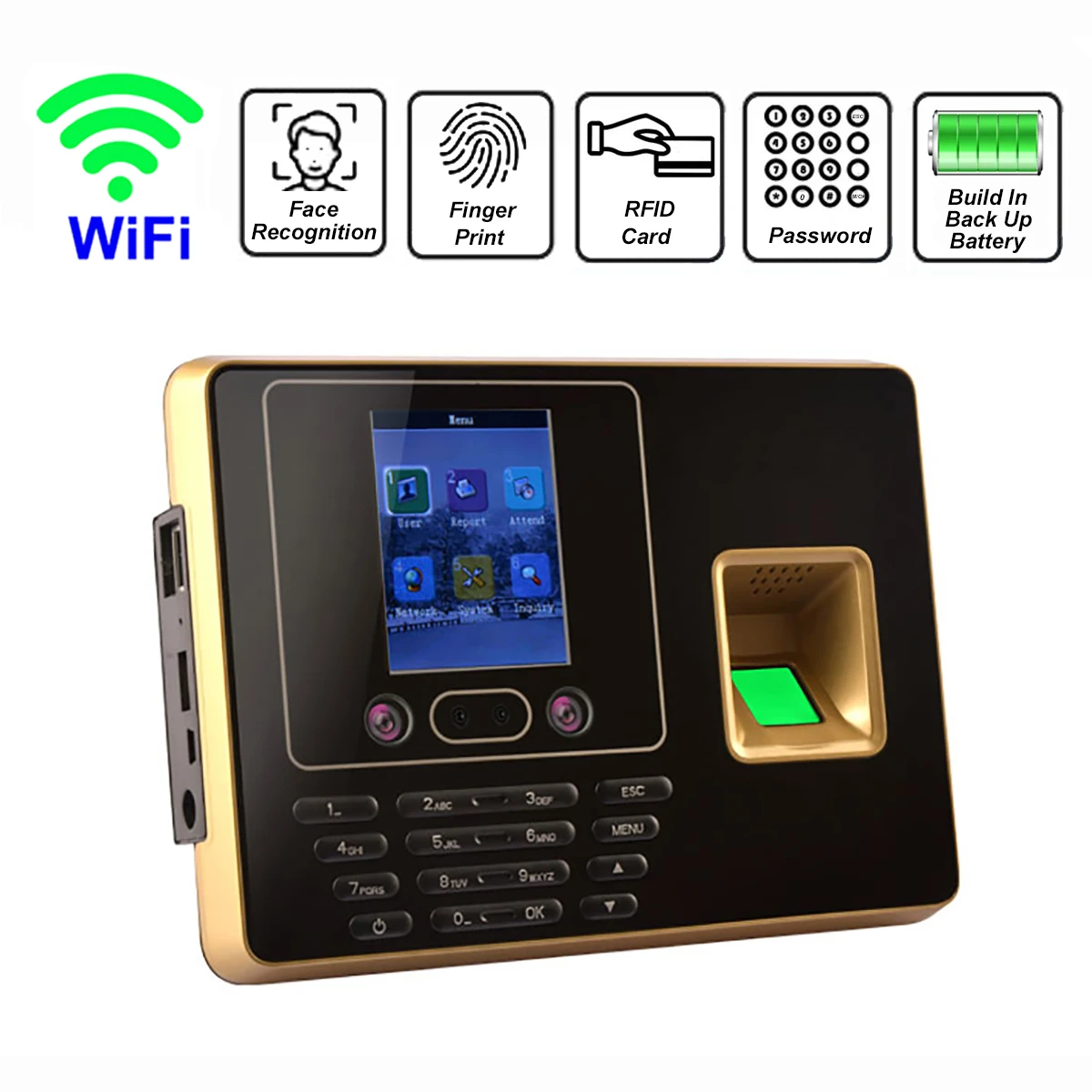 F30 WiFi 2000mAh Battery Facial Face Time Attendance Machine ...